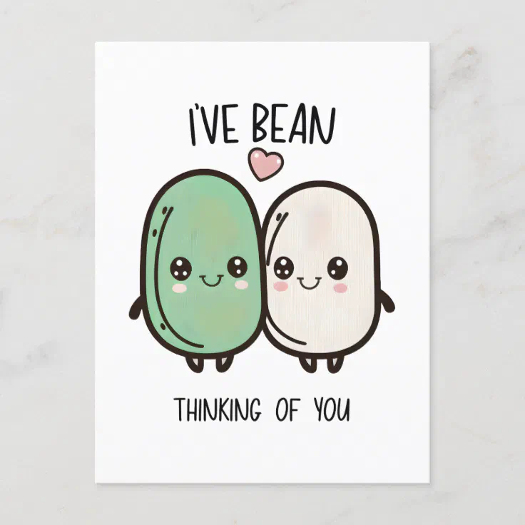 I've Bean Thinking of You Valentines Day Food Pun Postcard | Zazzle