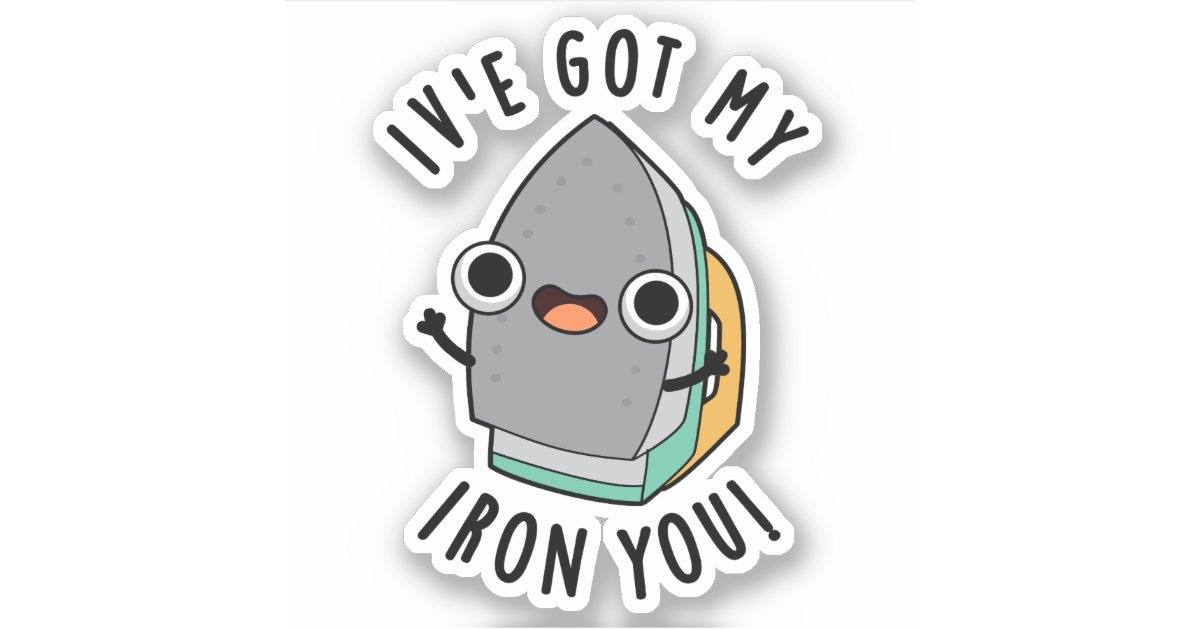 I've Got My Iron You Funny Appliance Pun Sticker | Zazzle
