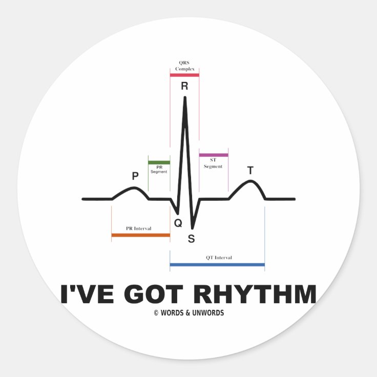 I've Got Rhythm (ECG - EKG Heart Beat) Classic Round Sticker | Zazzle