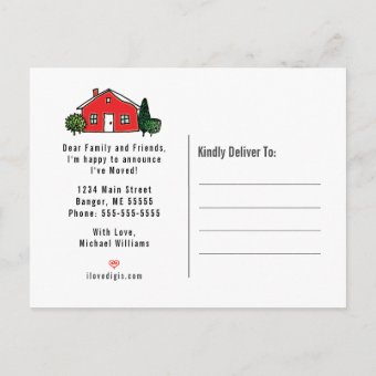 I've Moved Cute Cartoon Town New Address Moving Announcement Postcard ...