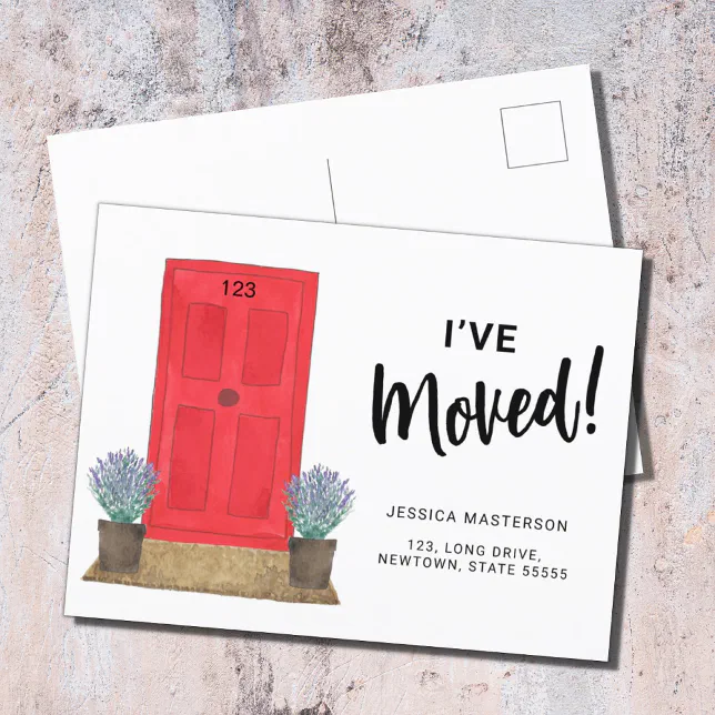 I've Moved Red Door Moving Announcement Postcard | Zazzle