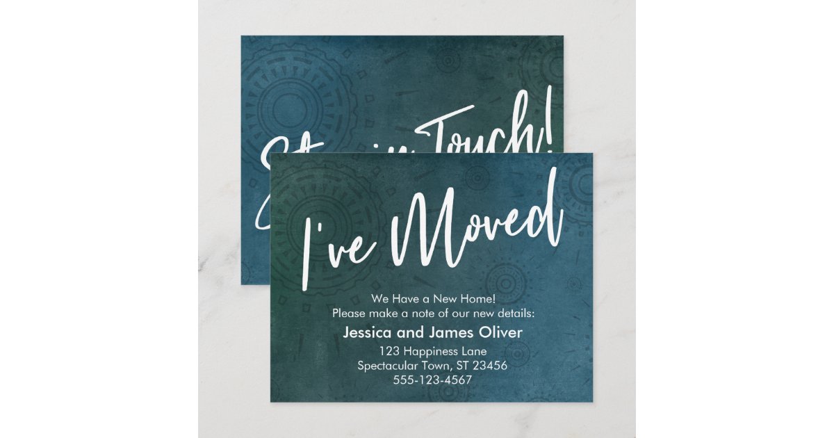 I've Moved, Textured, Unique Teal Graphic Card | Zazzle