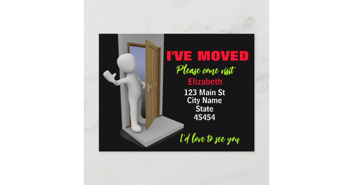 I've Moved, Waving Person Card, Moving, Postcard | Zazzle