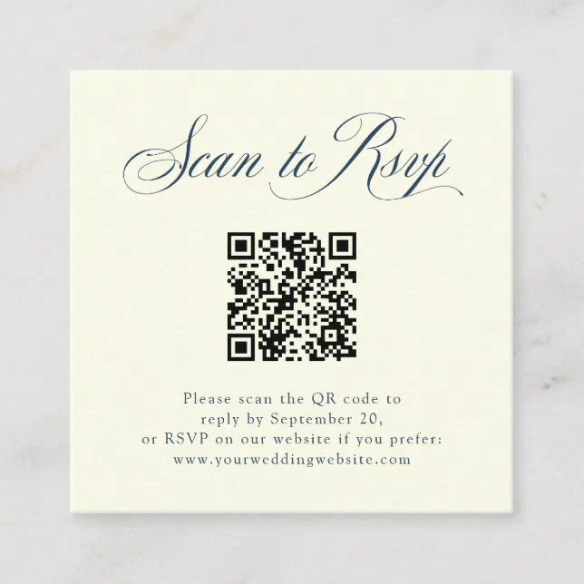 Ivory and Blue Italian Elegance RSVP with QR Code Enclosure Card | Zazzle