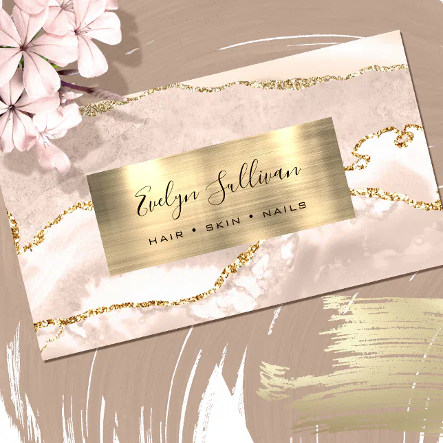 Ivory and Gold Agate Business Card | Zazzle