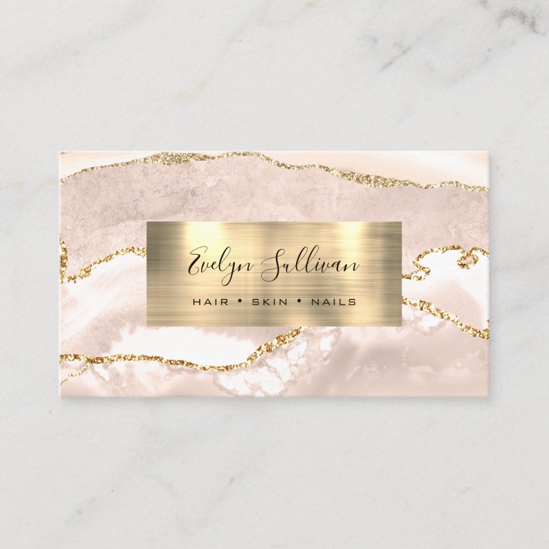 Ivory and Gold Agate Business Card | Zazzle