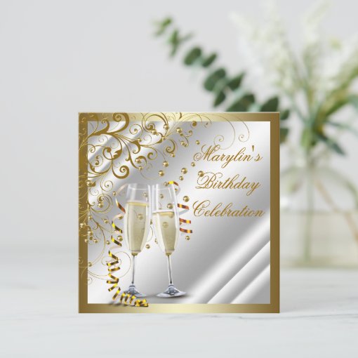 Ivory and Gold Birthday Invitation | Zazzle