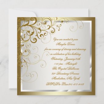 Ivory and Gold Birthday Invitation | Zazzle
