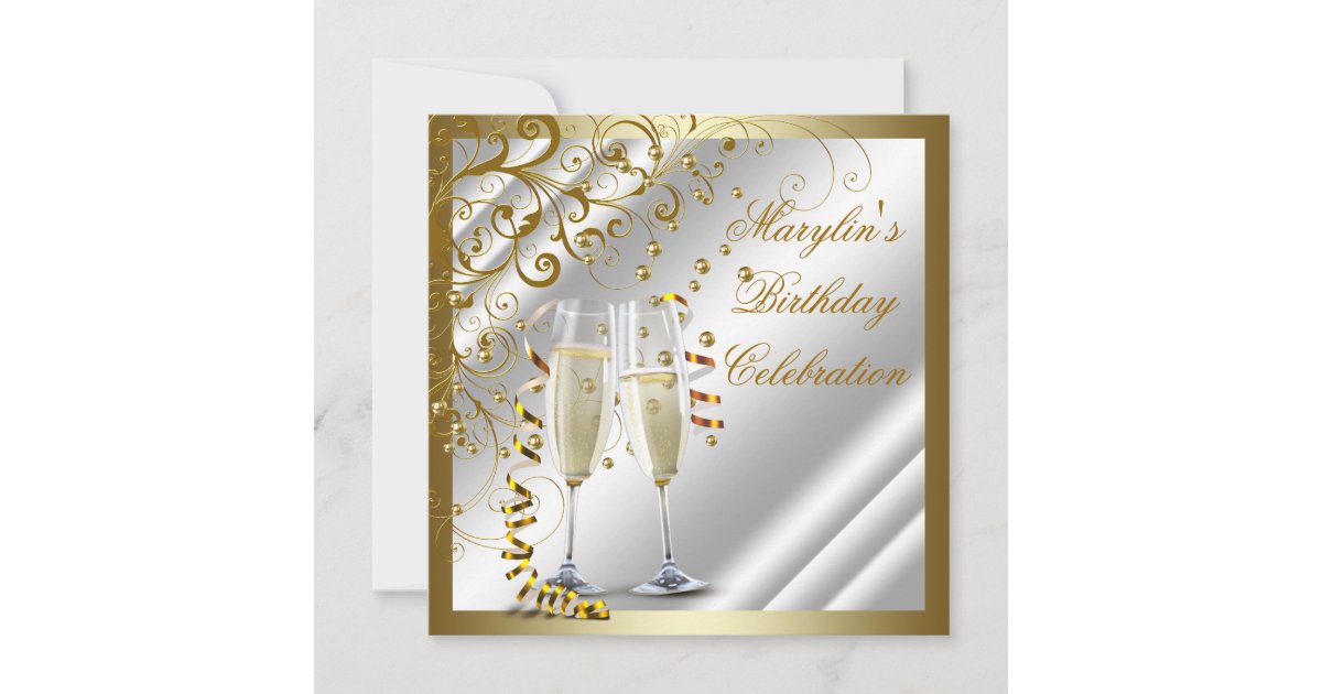 Ivory and Gold Birthday Invitation | Zazzle