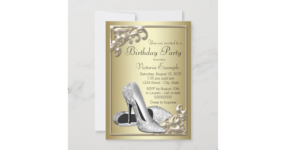 Ivory and Gold Birthday Party Invitation | Zazzle