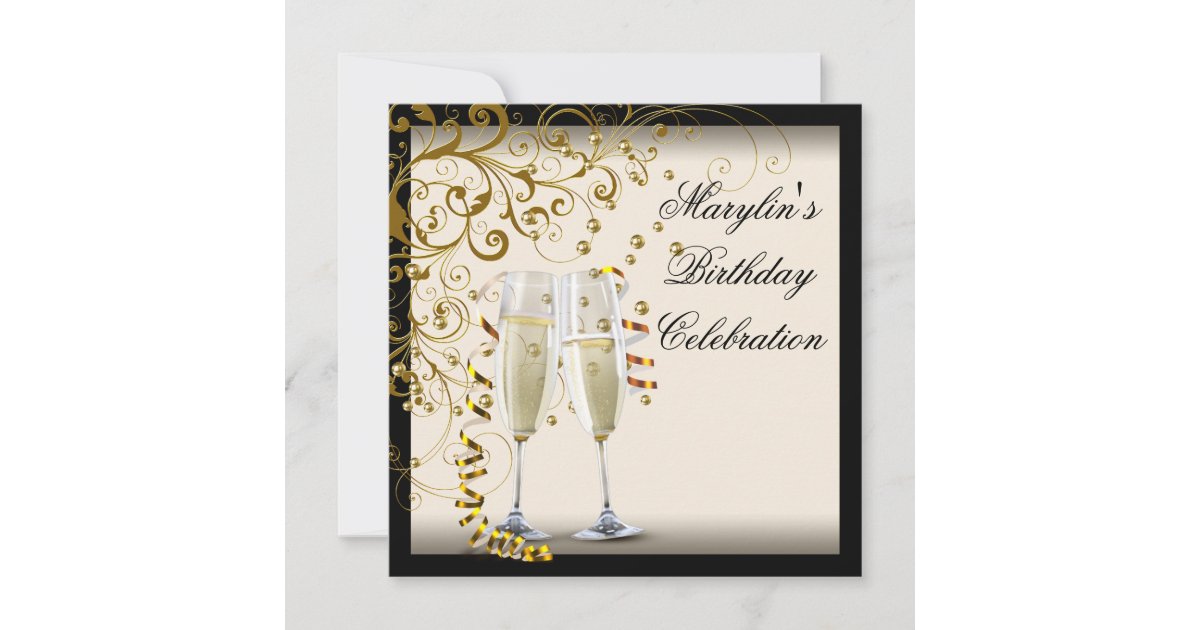 Ivory and Gold Birthday Party Invitation | Zazzle