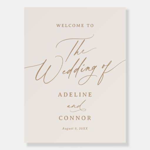 Ivory and Gold Calligraphy Wedding Welcome Sign | Zazzle