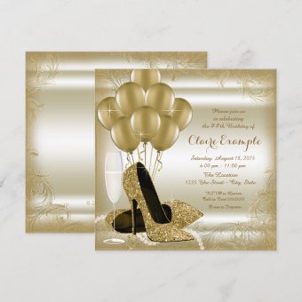 Ivory and Gold Glitter Womans Birthday Party Invitation | Zazzle
