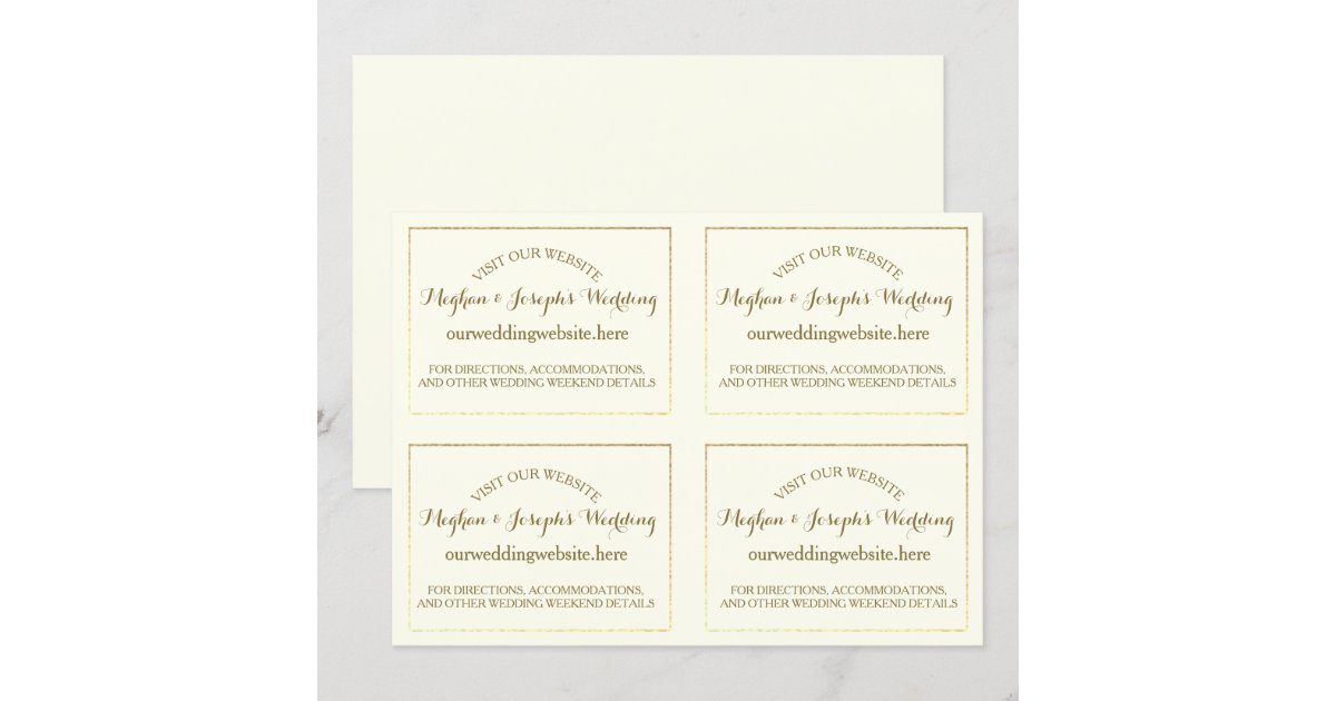 Ivory and Gold Wedding Information Cards | Zazzle