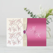 Ivory and Pink Monogrammed Wedding Invitation | Zazzle