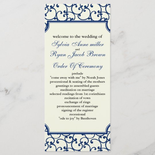 ivory and royal blue Wedding program | Zazzle.com