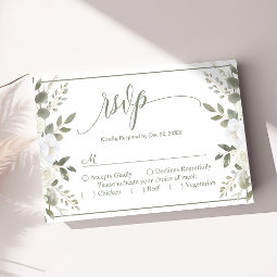 Ivory And Sage Script Floral Wedding Wedding RSVP | Zazzle