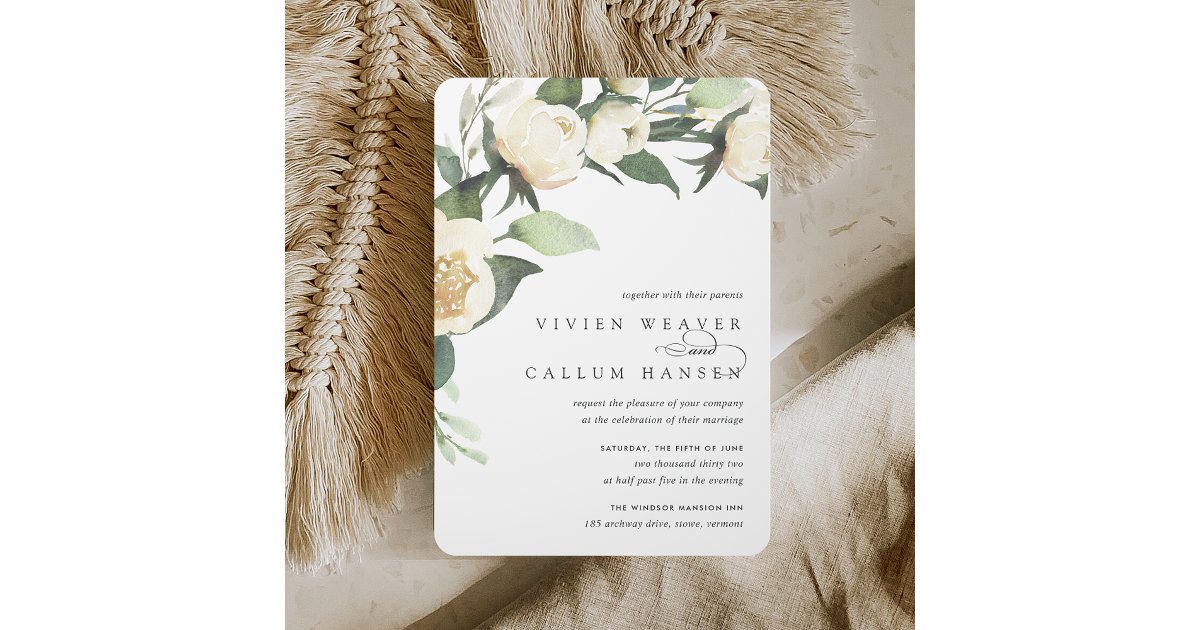 Ivory Bloom | Watercolor Floral Wedding Invitation | Zazzle