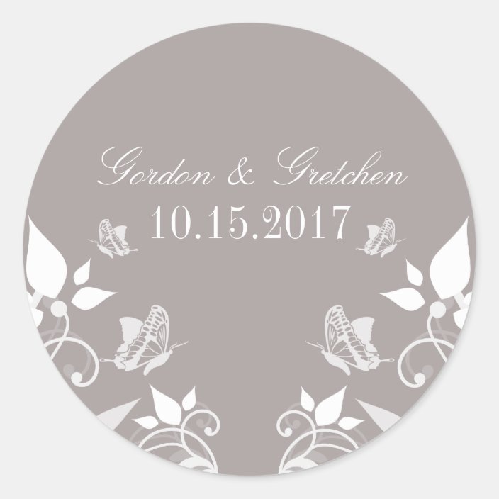 Ivory Butterfly Floral Wedding Stickers | Zazzle.com