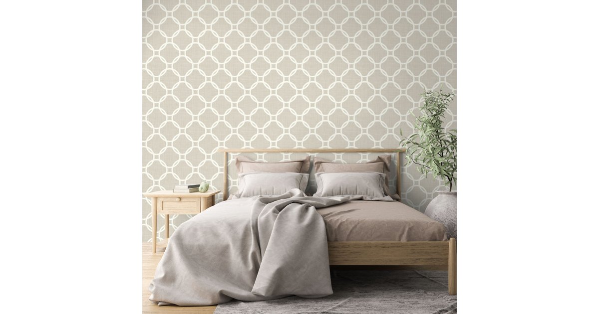 Ivory Circles Art Pattern On Light Beige Wallpaper | Zazzle
