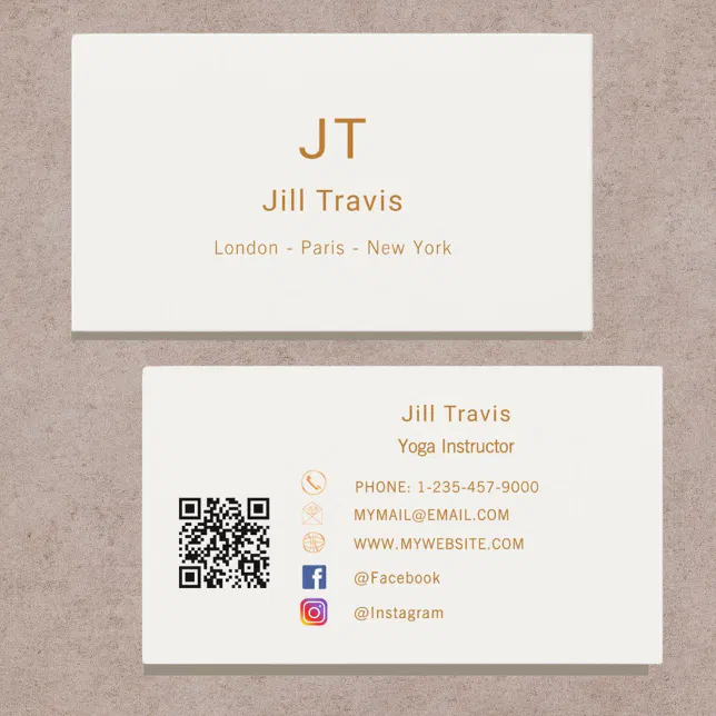 Ivory cream gold modern minimalst business card | Zazzle