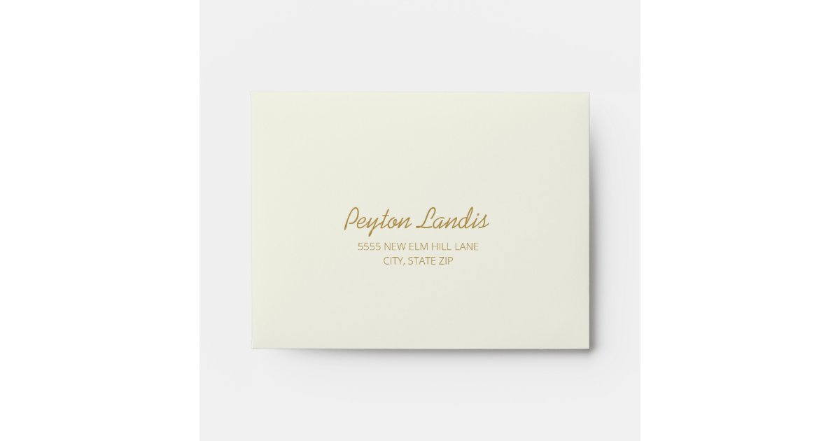 Ivory Cream Gold Wedding RSVP Return Envelope | Zazzle