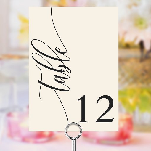Ivory Cream Modern Calligraphy Wedding Table Number | Zazzle