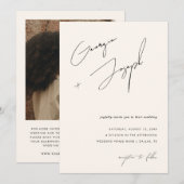 Ivory Cream | Modern Script Photo QR Code Wedding Invitation | Zazzle