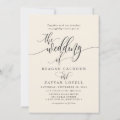 Ivory Cream Simple Modern Script Wedding Invitation | Zazzle