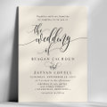 Ivory Cream Simple Modern Script Wedding Invitation | Zazzle