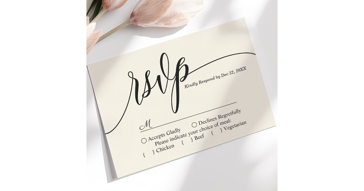 Ivory Cream Simple Script Wedding RSVP Card | Zazzle