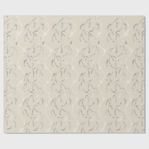 Ivory Crystal Laurel Floral Silver Diamonds Wrapping Paper | Zazzle