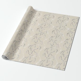 Ivory Crystal Laurel Floral Silver Diamonds Wrapping Paper | Zazzle