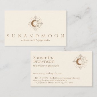 Ivory Energy Healing Sun Moon Spiritual Business Card | Zazzle