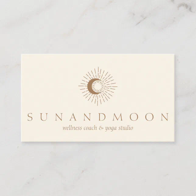 Ivory Energy Healing Sun Moon Spiritual Business Card | Zazzle