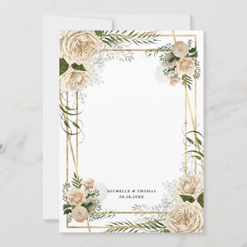 Ivory Floral Bouquet Elegant Wedding Invitation | Zazzle