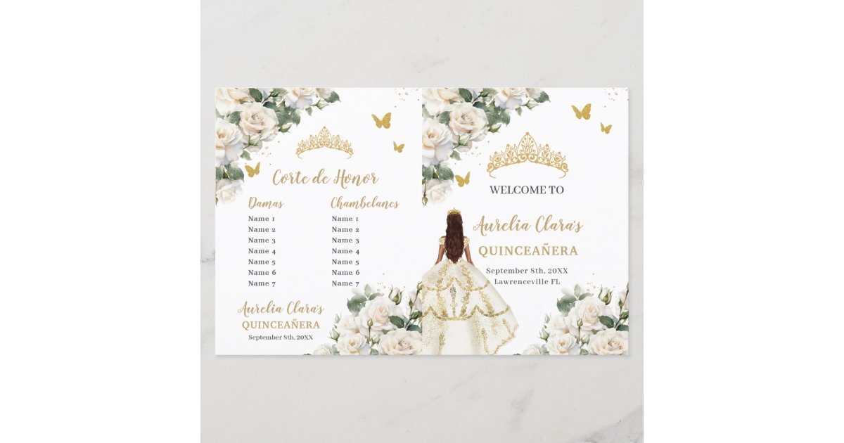 Ivory Floral Quinceanera Order of Events Program | Zazzle
