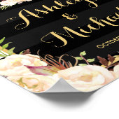 Ivory Flowers Black White Stripe Wedding Sign | Zazzle