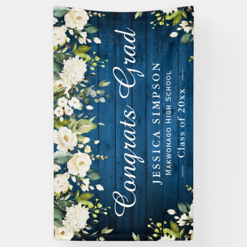 Ivory Golden Floral Rustic Graduation Graduate Banner | Zazzle