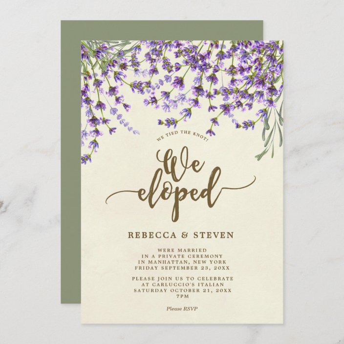 ivory lavender modern we eloped invitation | Zazzle.com
