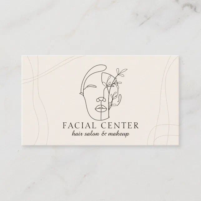 Ivory Modern Makeup Woman Face Hair Stylist Facial Business Card | Zazzle