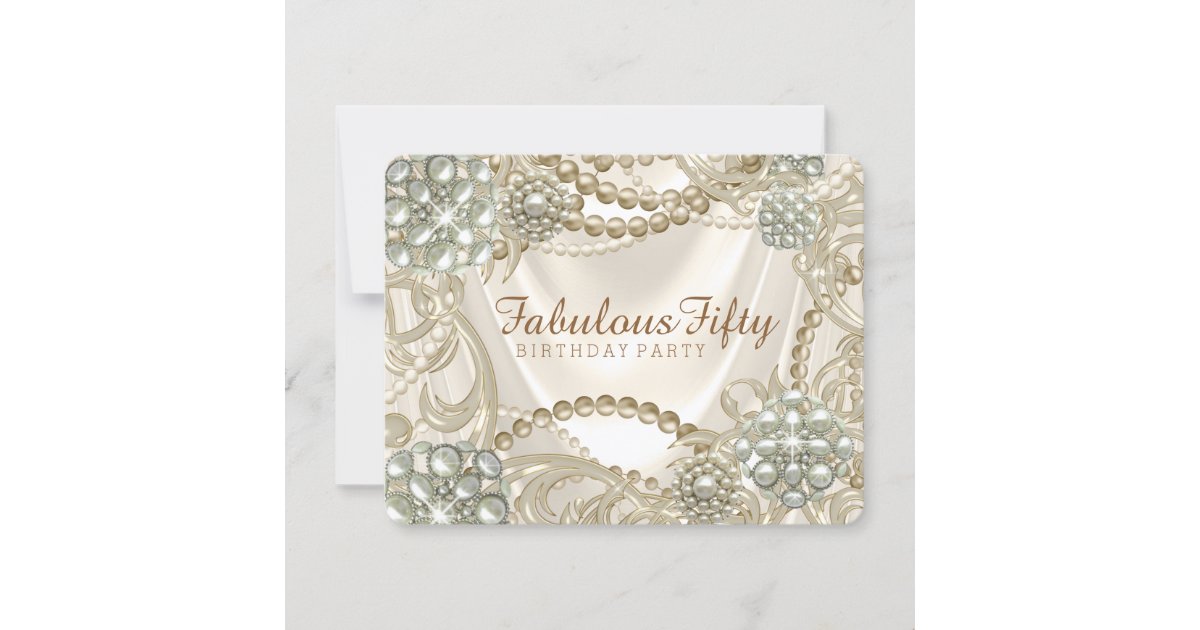 Ivory Pearl Birthday Party Invitation | Zazzle