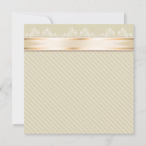 Ivory Ribbon Gold Stripes Wedding Invitation S2 | Zazzle