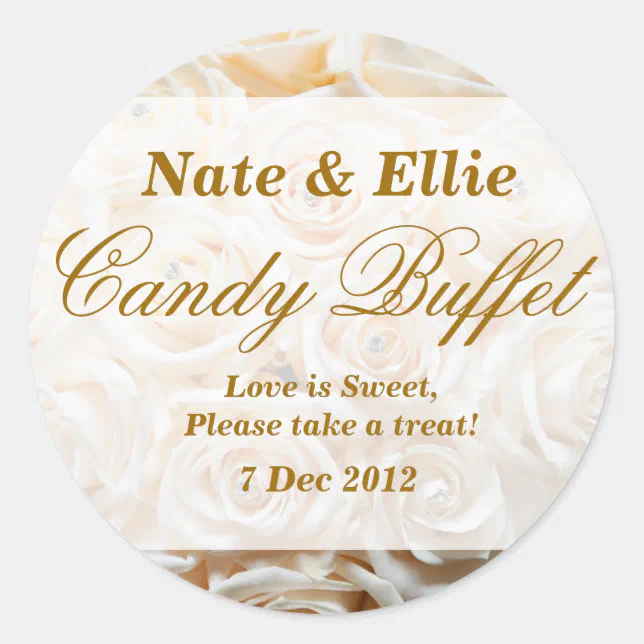Ivory Rose Candy Buffet Sticker | Zazzle