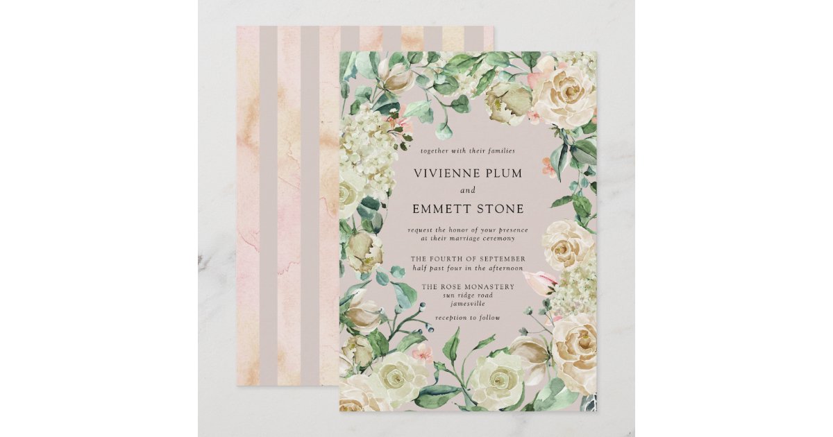 Ivory Rose Hydrangea Floral Wedding Invitation | Zazzle