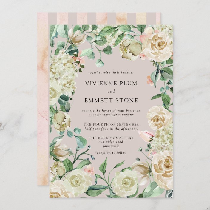 Ivory Rose Hydrangea Floral Wedding Invitation | Zazzle.com