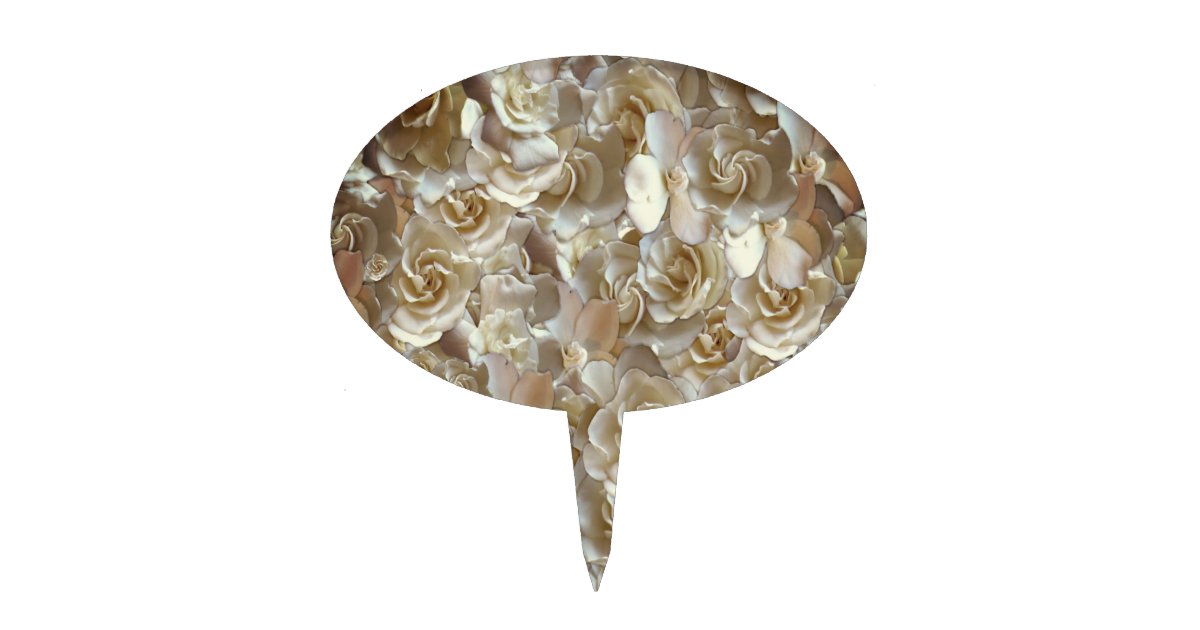 Ivory Rose Pattern – Elegant Floral Art Cake Topper | Zazzle