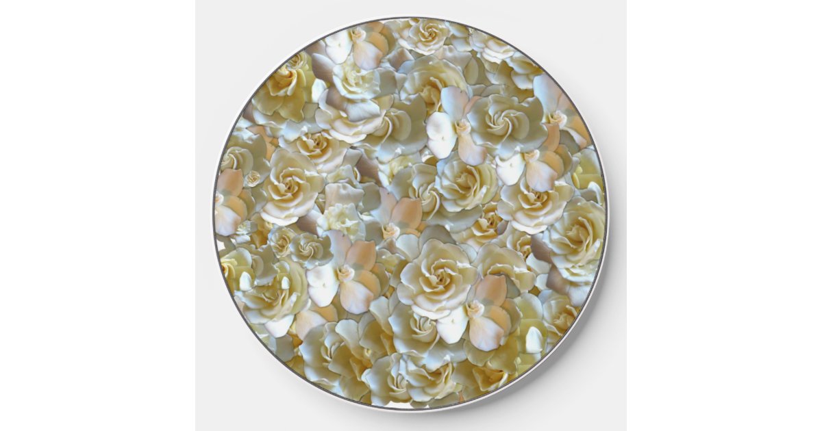 Ivory Rose Pattern – Elegant Floral Art Wireless Charger | Zazzle