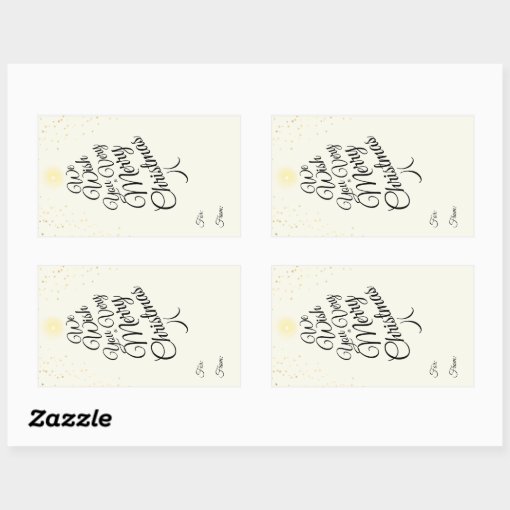 Ivory Very Merry Christmas Tree Gift For From Rectangular Sticker | Zazzle