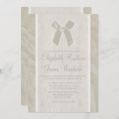 Ivory Vintage Bow & Linen Wedding Invitations | Zazzle